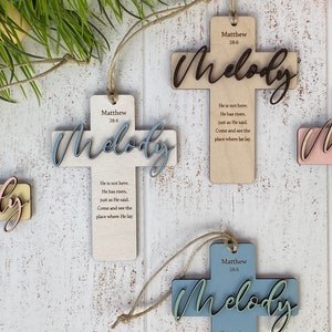 Personalized Easter Basket Name Tag With Bible Verse, Wood Cross ...