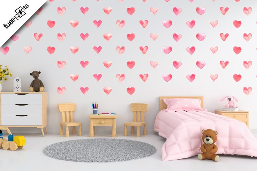 Red Watercolor Heart Decals - Red Pink Heart Stickers - Watercolor ...