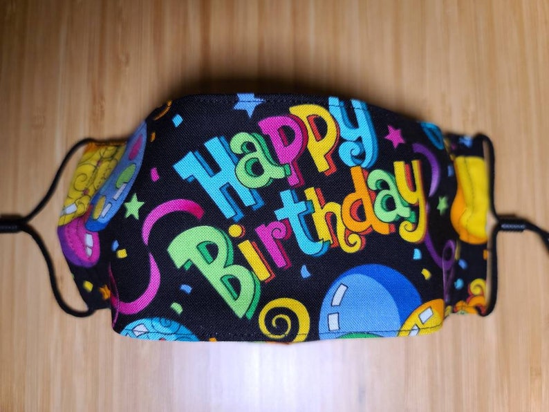 Happy Birthday Two-layer 3d Fitted Cotton Face Mask Adjustable Elastic ...