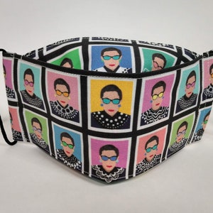 RBG Ruth Bader Ginsburg Pop Art 3d Fitted Facemask Adjustable Elastic ...