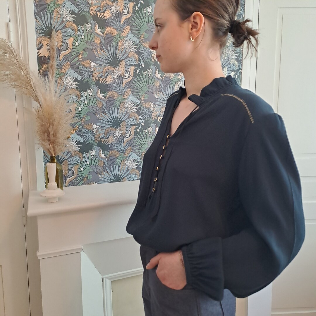 Midnight Blue Blouse - Etsy