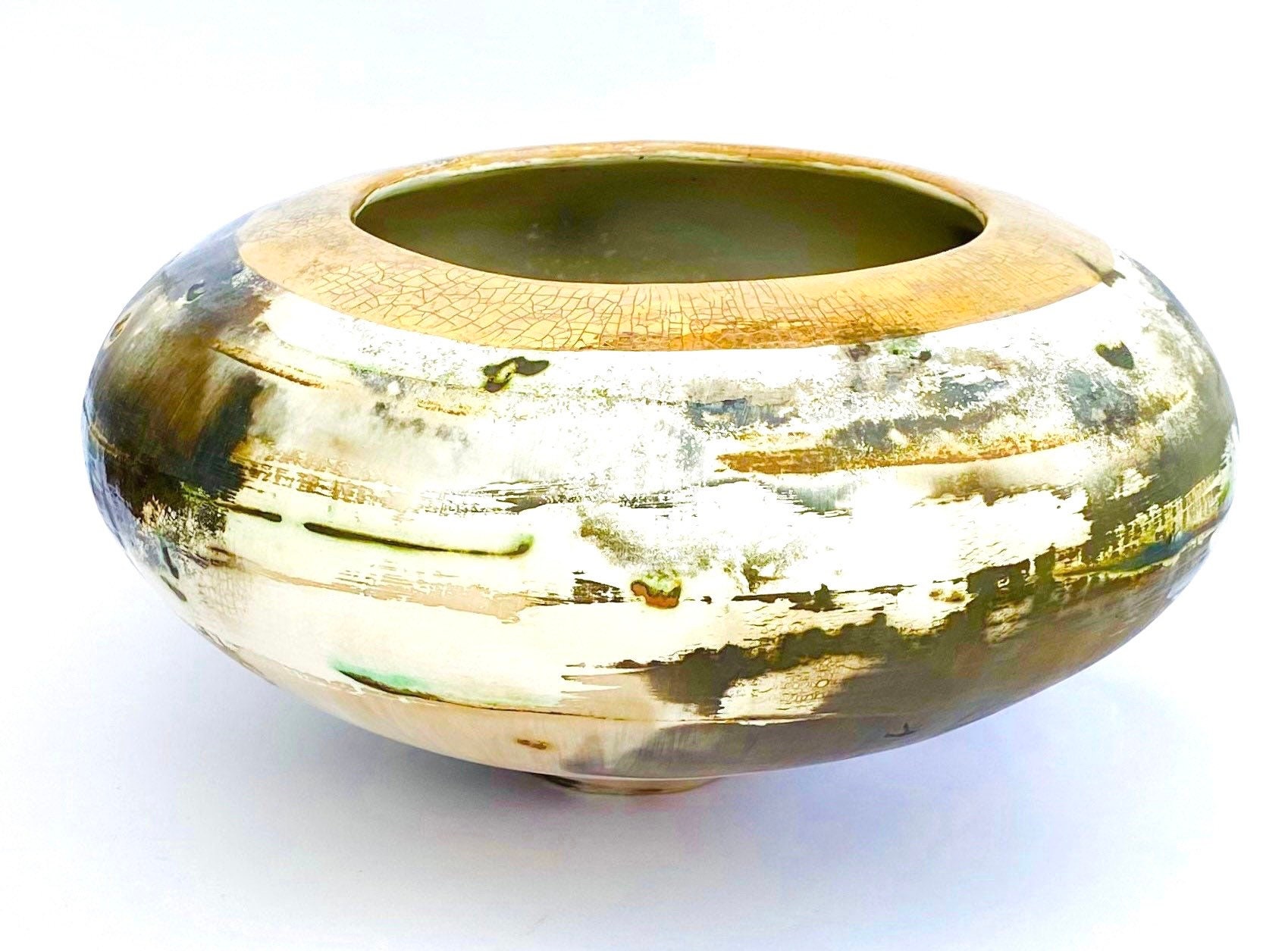 Large Smoke-fired Sculptural Pot With Gold Lustre. Very Special Gift ...
