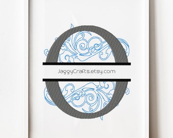 Split Monogram W Embroidery Design Font With Swirl Motif Design in 3 ...