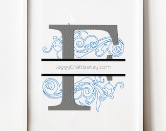 Split Monogram W Embroidery Design Font With Swirl Motif Design in 3 ...