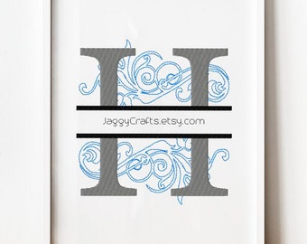 Split Monogram S Embroidery Design Font With Swirl Motif | Etsy
