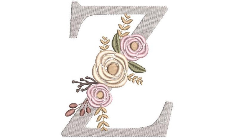 Floral Monogram Embroidery Fonts Design Bundle Flower Bunch | Etsy