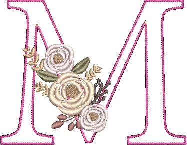 Applique Floral Monogram Embroidery Fonts Design Letter M - Etsy