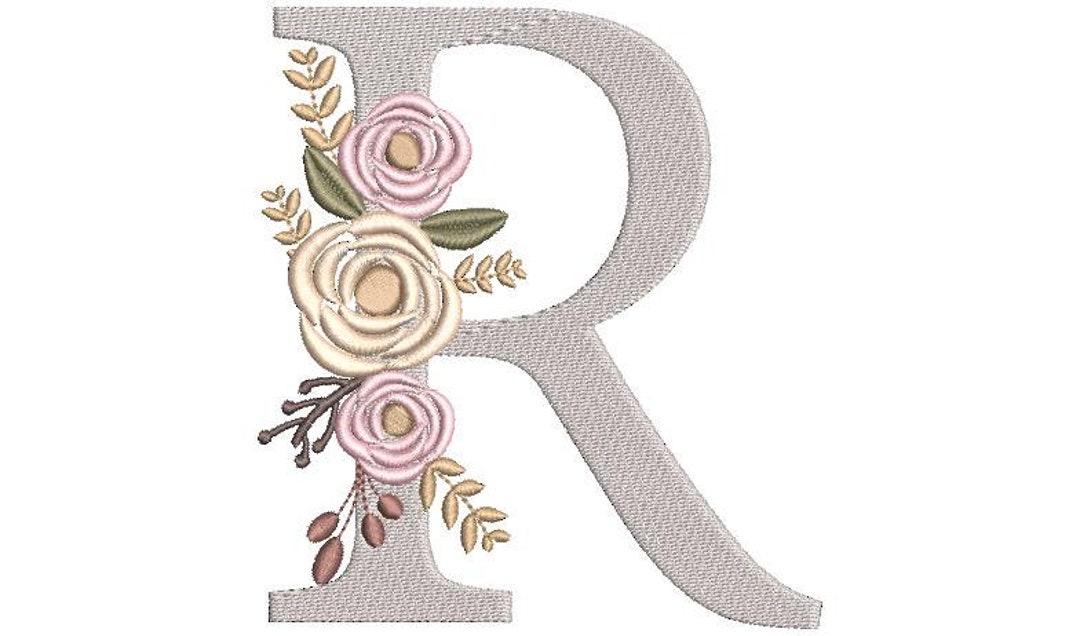 Floral Monogram Embroidery Fonts Design Bundle Flower Bunch Motif ...