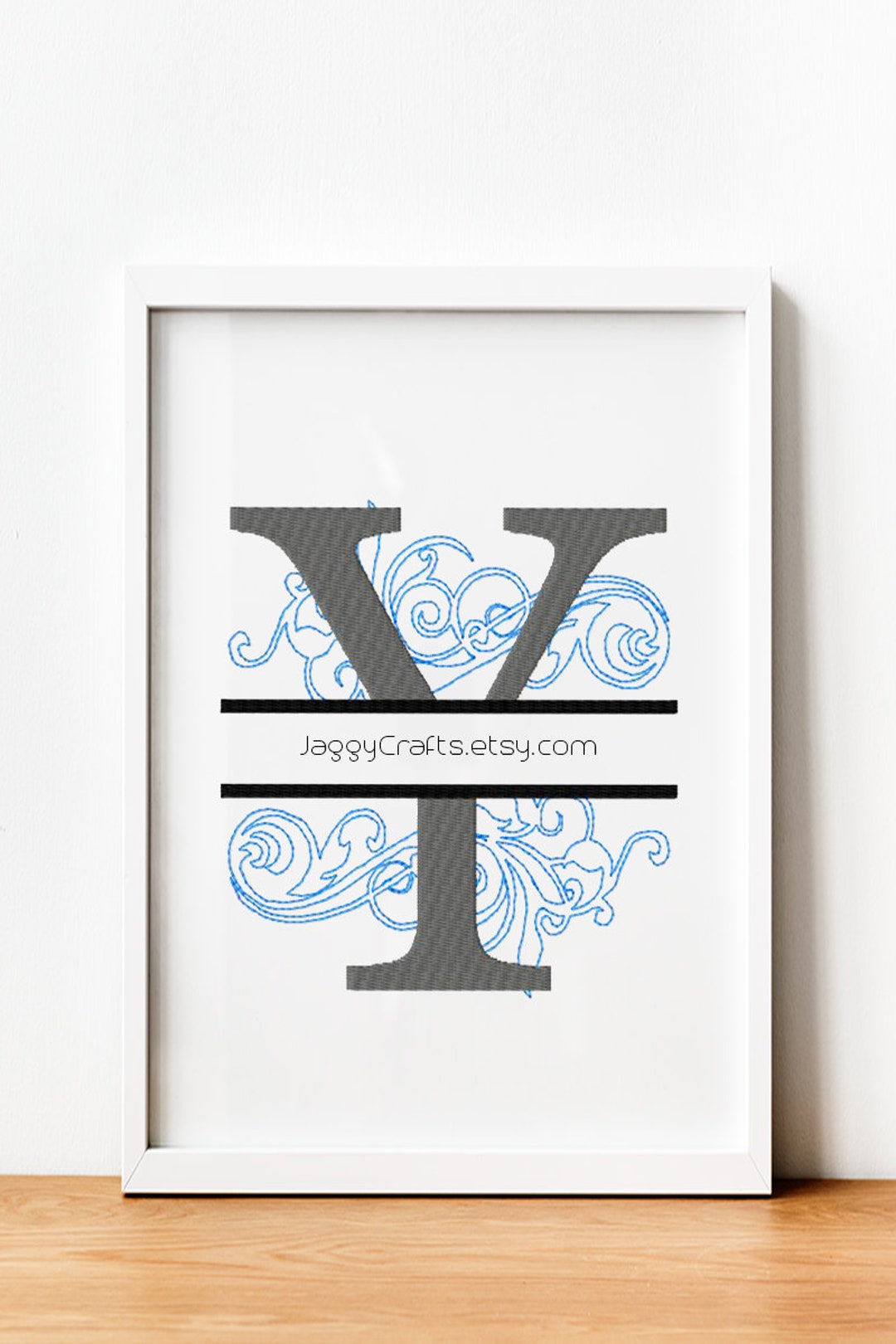 Split Monogram Y Embroidery Design Font With Swirl Motif - Etsy