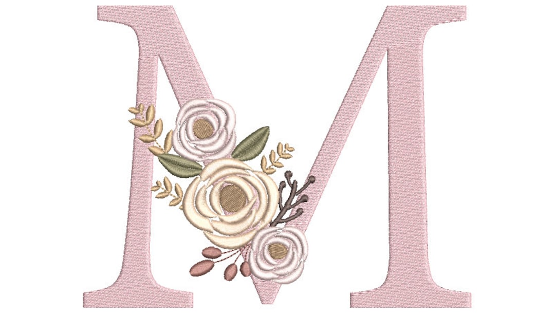 Floral Monogram Embroidery Fonts Design Bundle Flower Bunch Motif ...