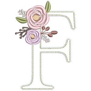 Applique Floral Monogram Embroidery Fonts Design Letter F Flower Bunch ...