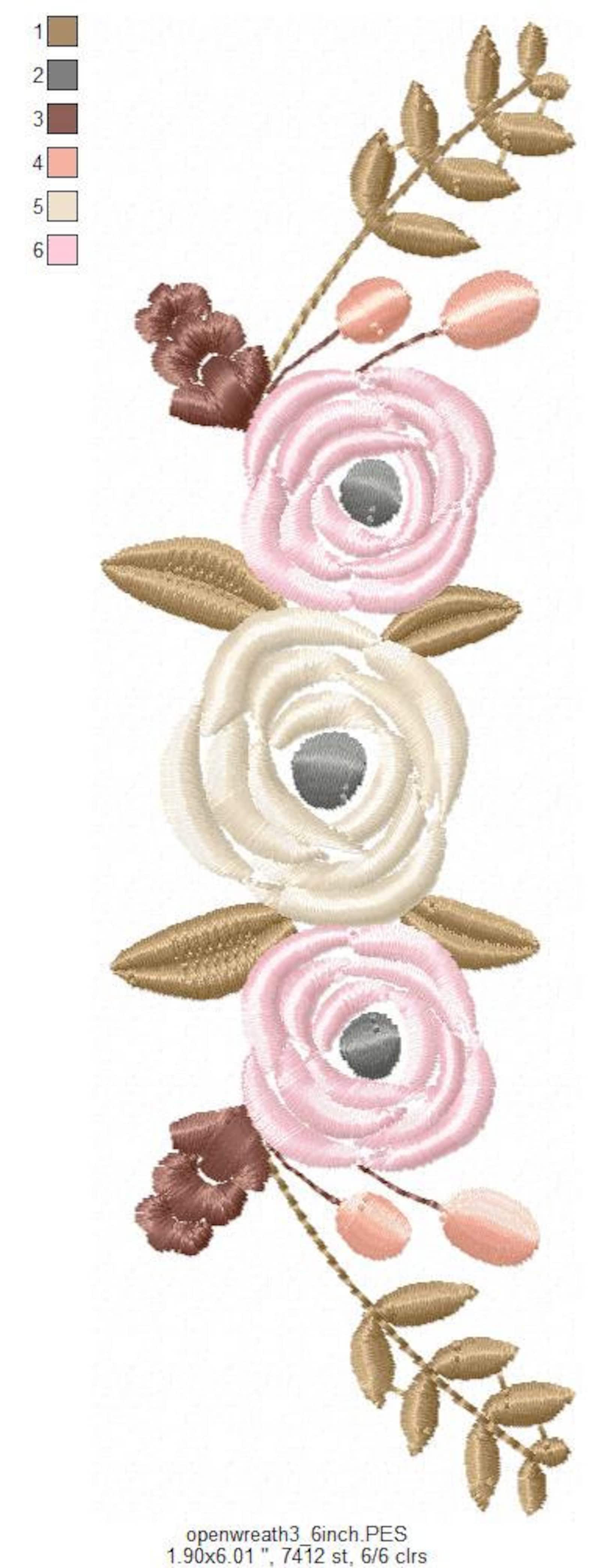 Half Floral Wreath Embroidery Design Monogram Frame Decorative Border ...