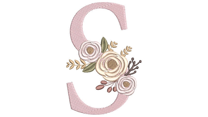 Floral Monogram Embroidery Fonts Design Bundle Flower Bunch Motif ...