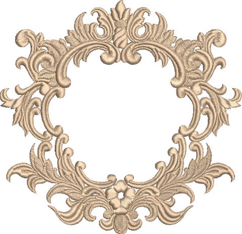 Vintage Royal Baroque Embroidery Design Frame Monogram Scroll Details ...