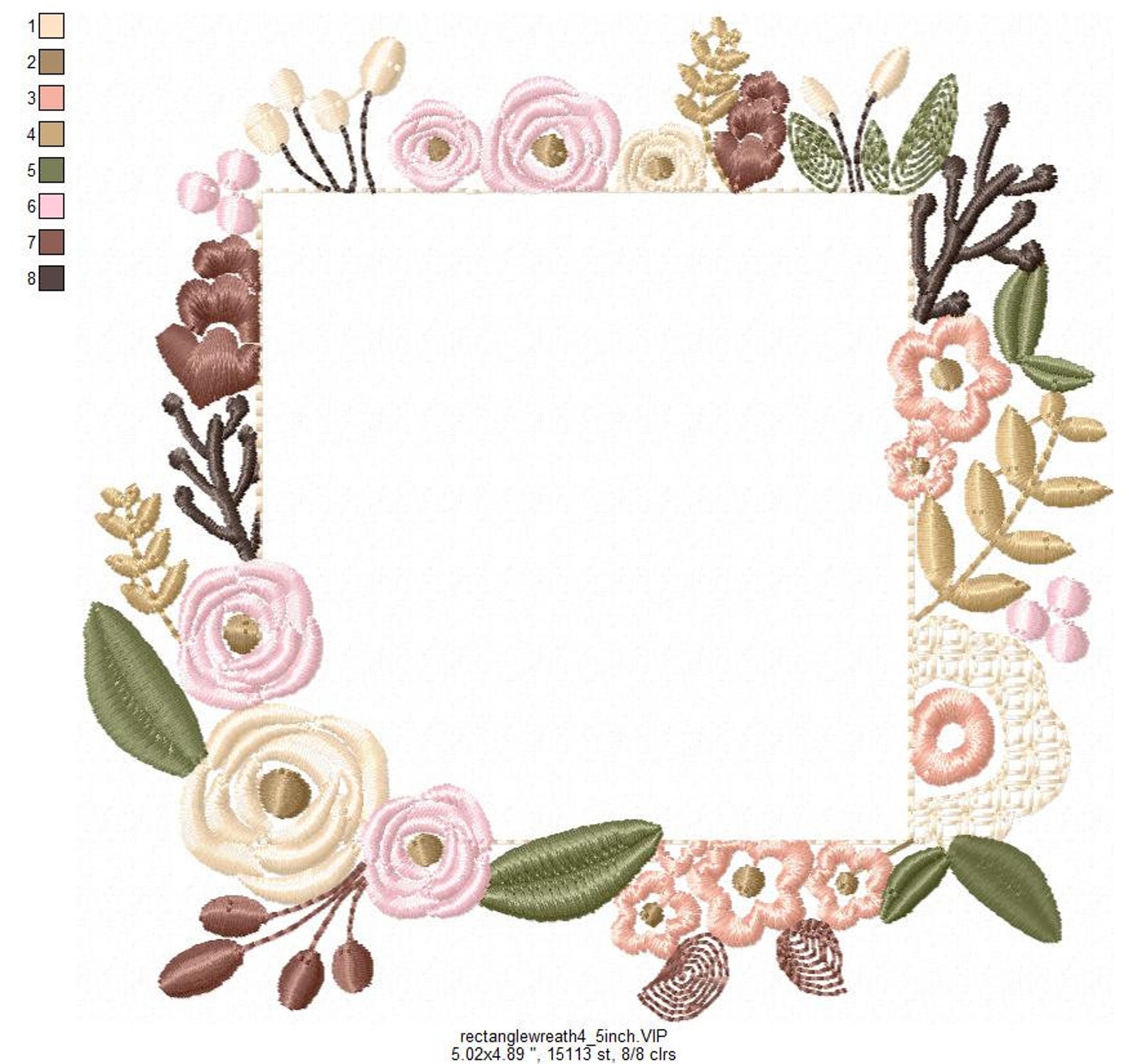 Square Floral Embroidery Frame Design Wreath for Monogram - Etsy