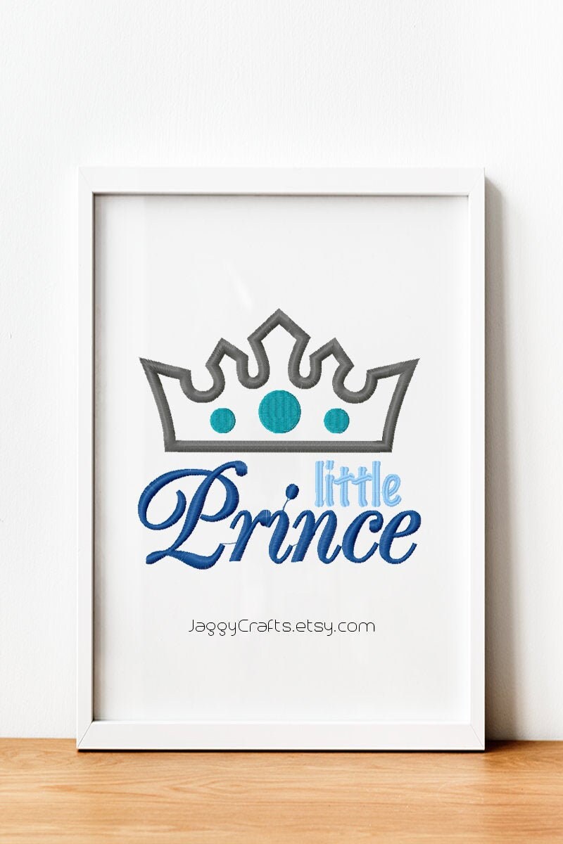 Little Prince Crown Applique for Cute Baby Boy Machine | Etsy