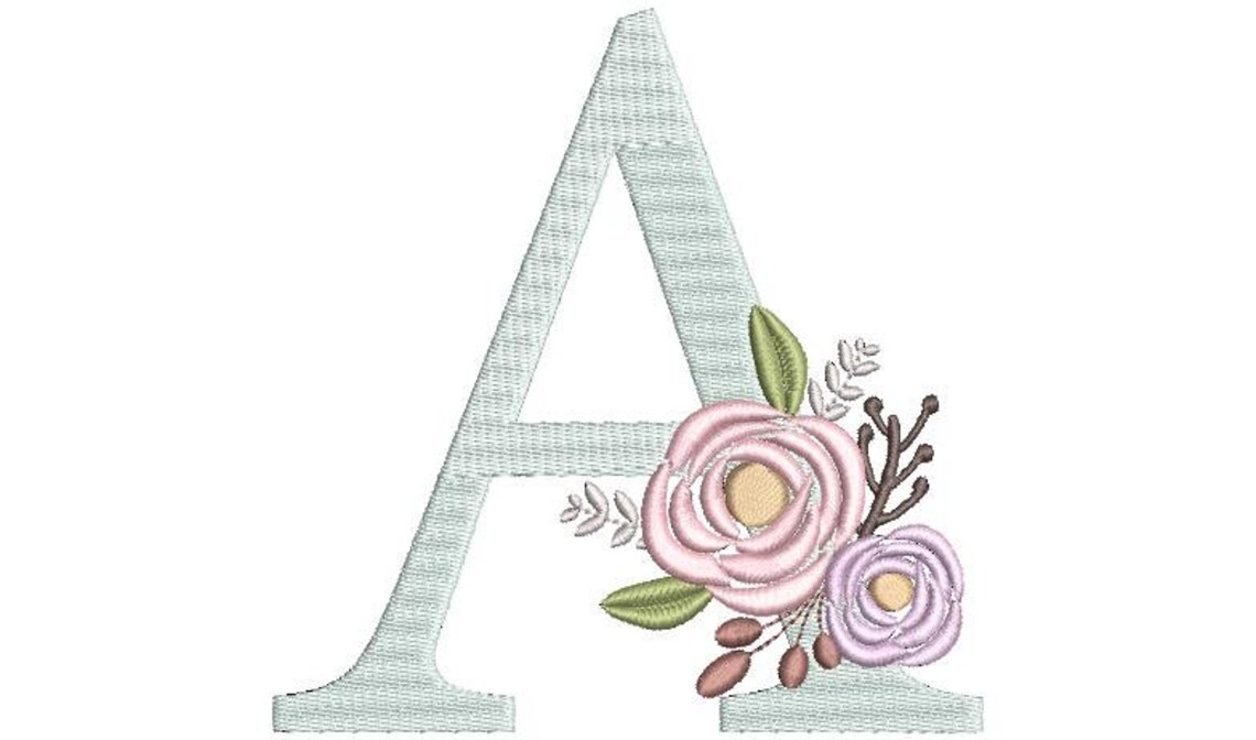 Floral Monogram Embroidery Fonts Design Bundle Flower Bunch - Etsy