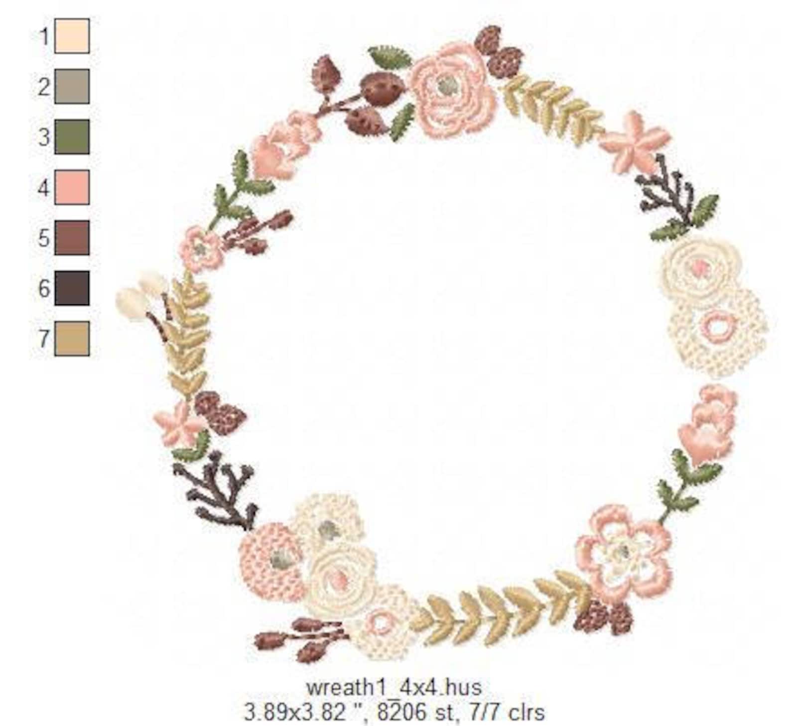 Floral Wreath Embroidery Frame Design for Monogram With SMALL | Etsy