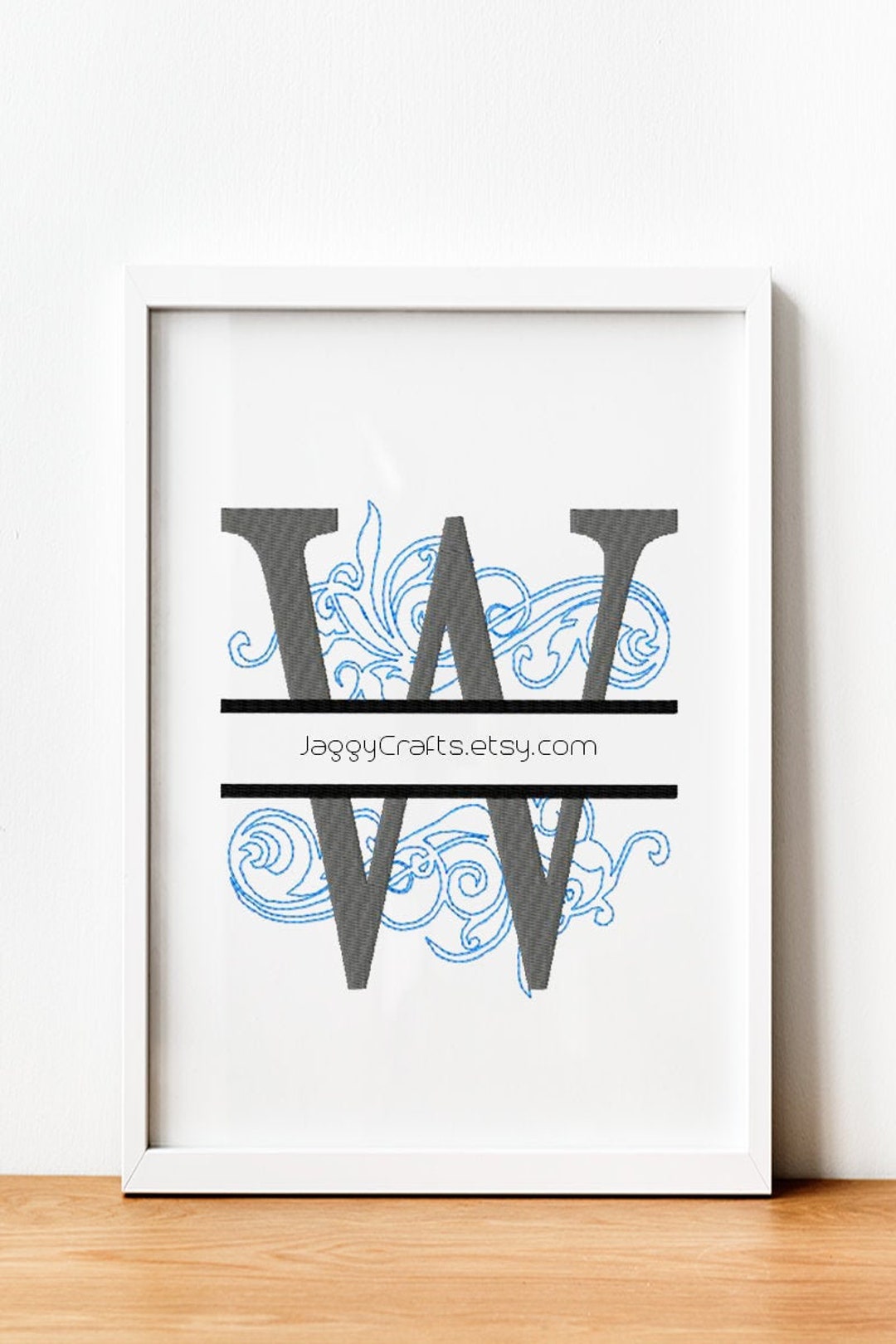 Split Monogram W Embroidery Design Font With Swirl Motif Design in 3 ...