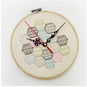 Hexy Patchwork Clock Hipster Clock Face Embroidery Design INSTANT ...