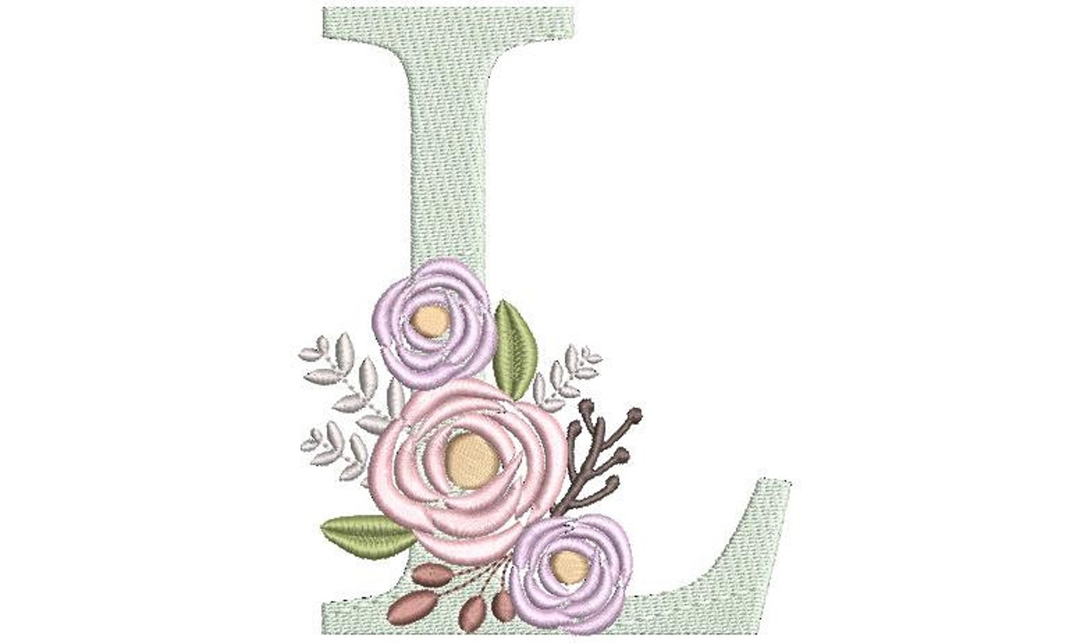 Floral Monogram Embroidery Fonts Design Bundle Flower Bunch - Etsy