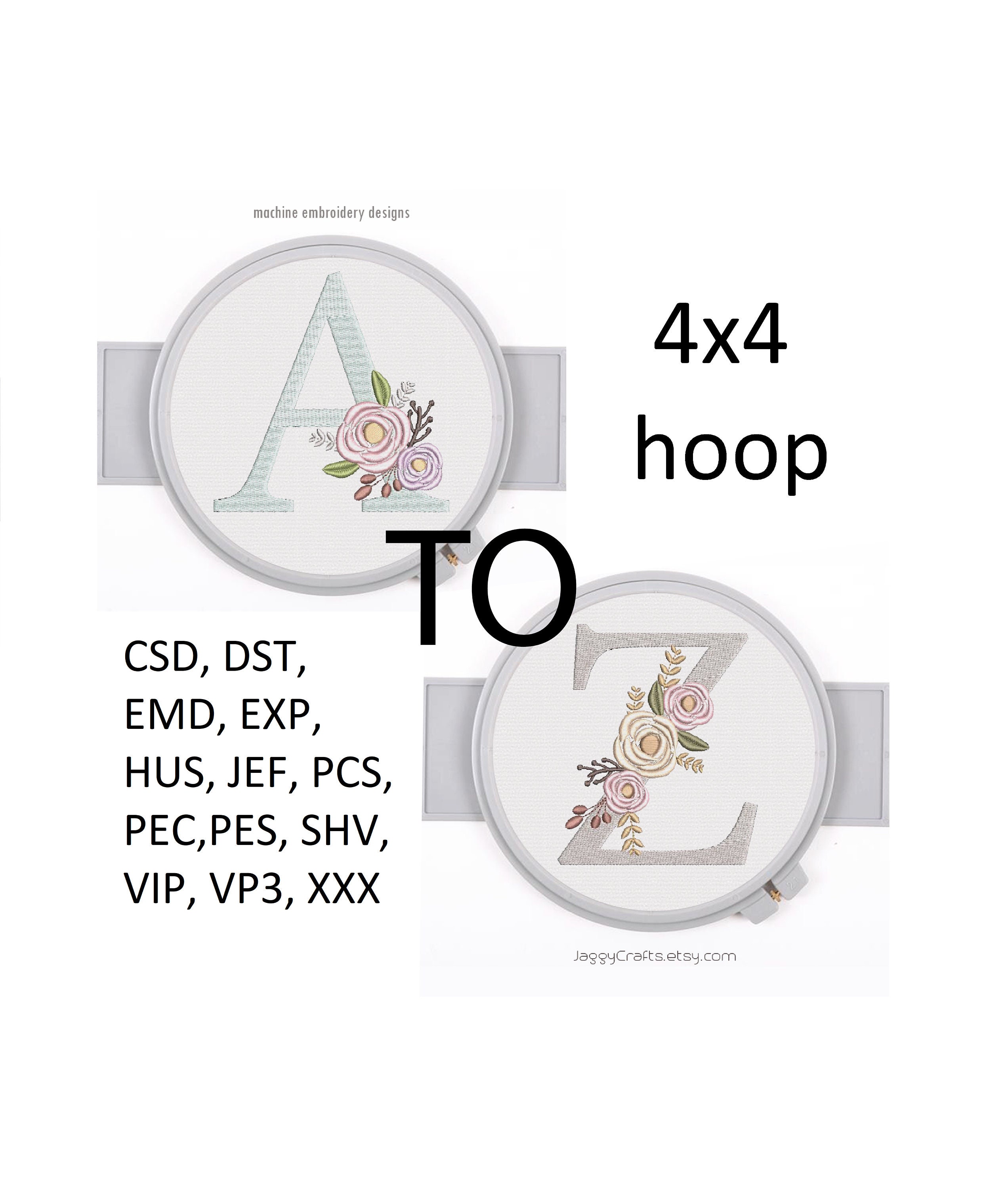 Floral Monogram Embroidery Fonts Design Bundle Flower Bunch - Etsy