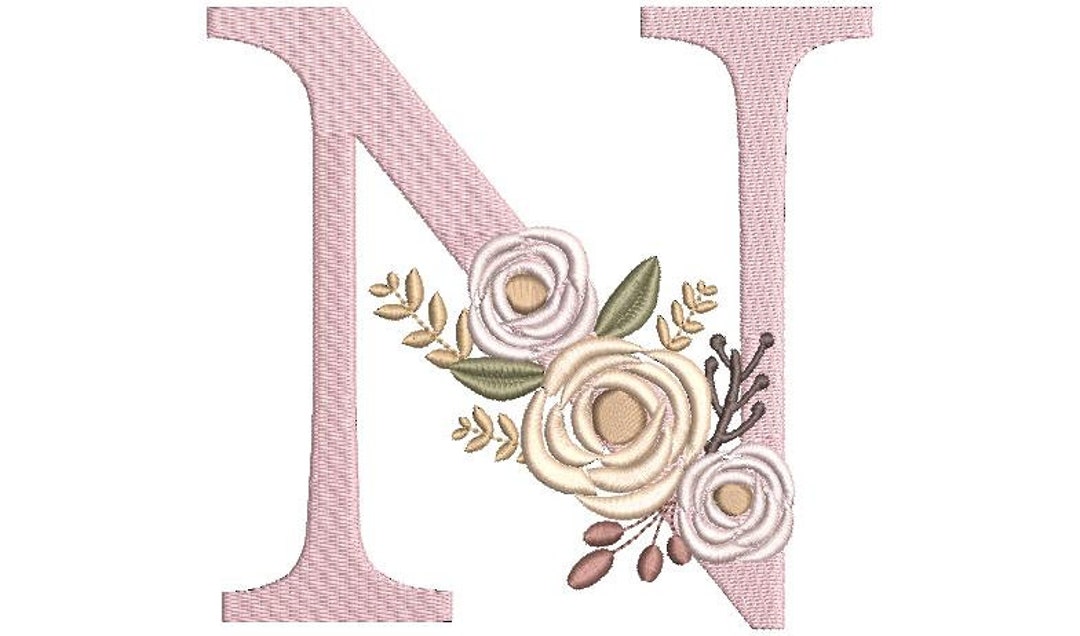 Floral Monogram Embroidery Fonts Design Bundle Flower Bunch Motif ...
