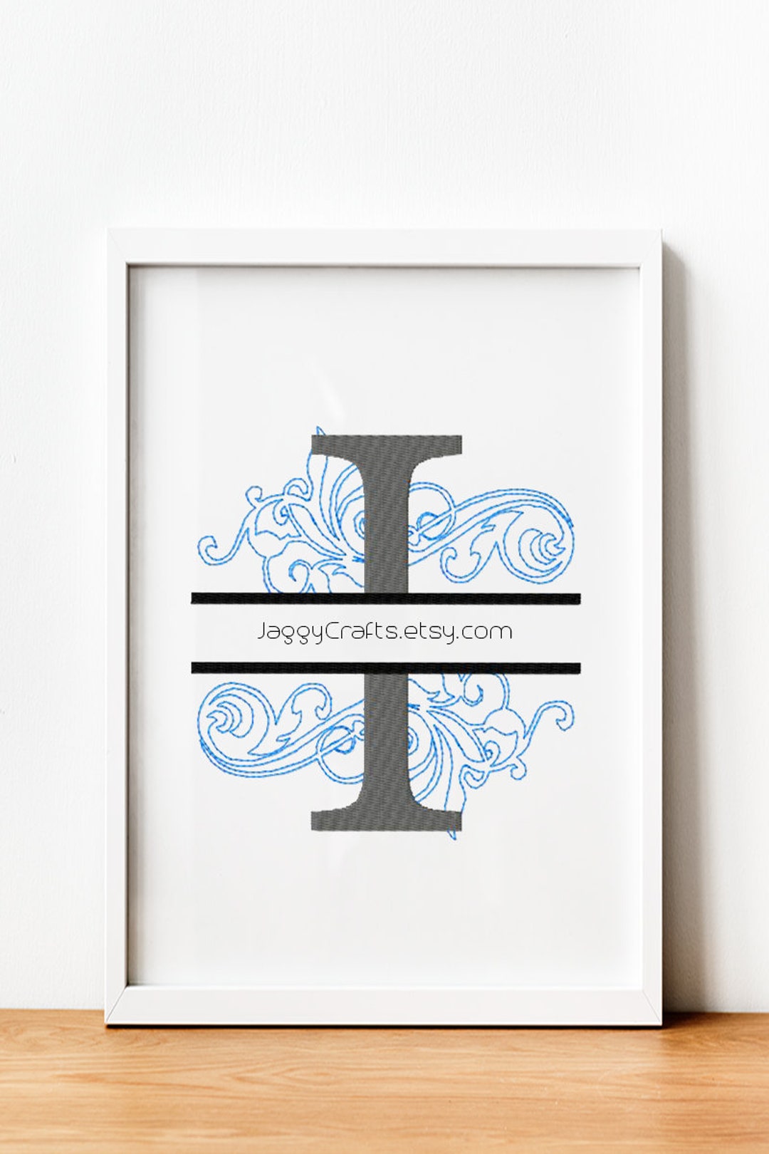 Split Monogram I Embroidery Design Font With Swirl Motif Design in 3 ...