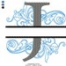 Split Monogram J Embroidery Design Font With Swirl Motif Design in 3 ...