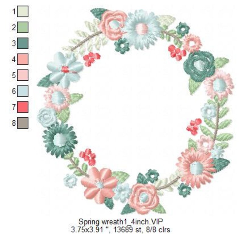 Spring Floral Wreath Embroidery Design Frame in 4 Sizes | Etsy UK
