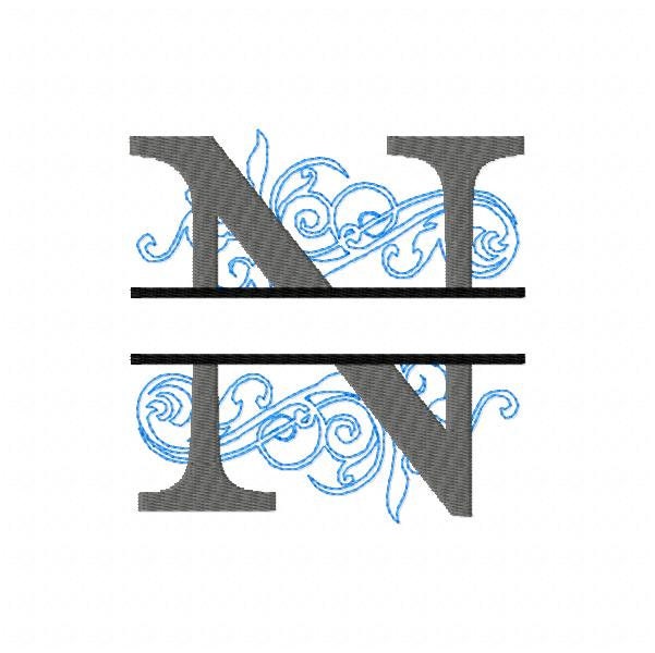 Split Monogram Embroidery Fonts Monogram Font Design | Etsy