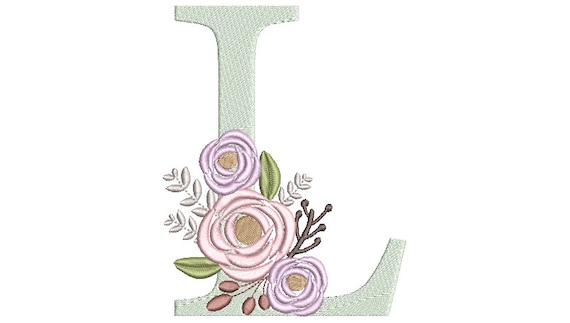 Floral Monogram Embroidery Fonts Design Bundle Flower Bunch | Etsy