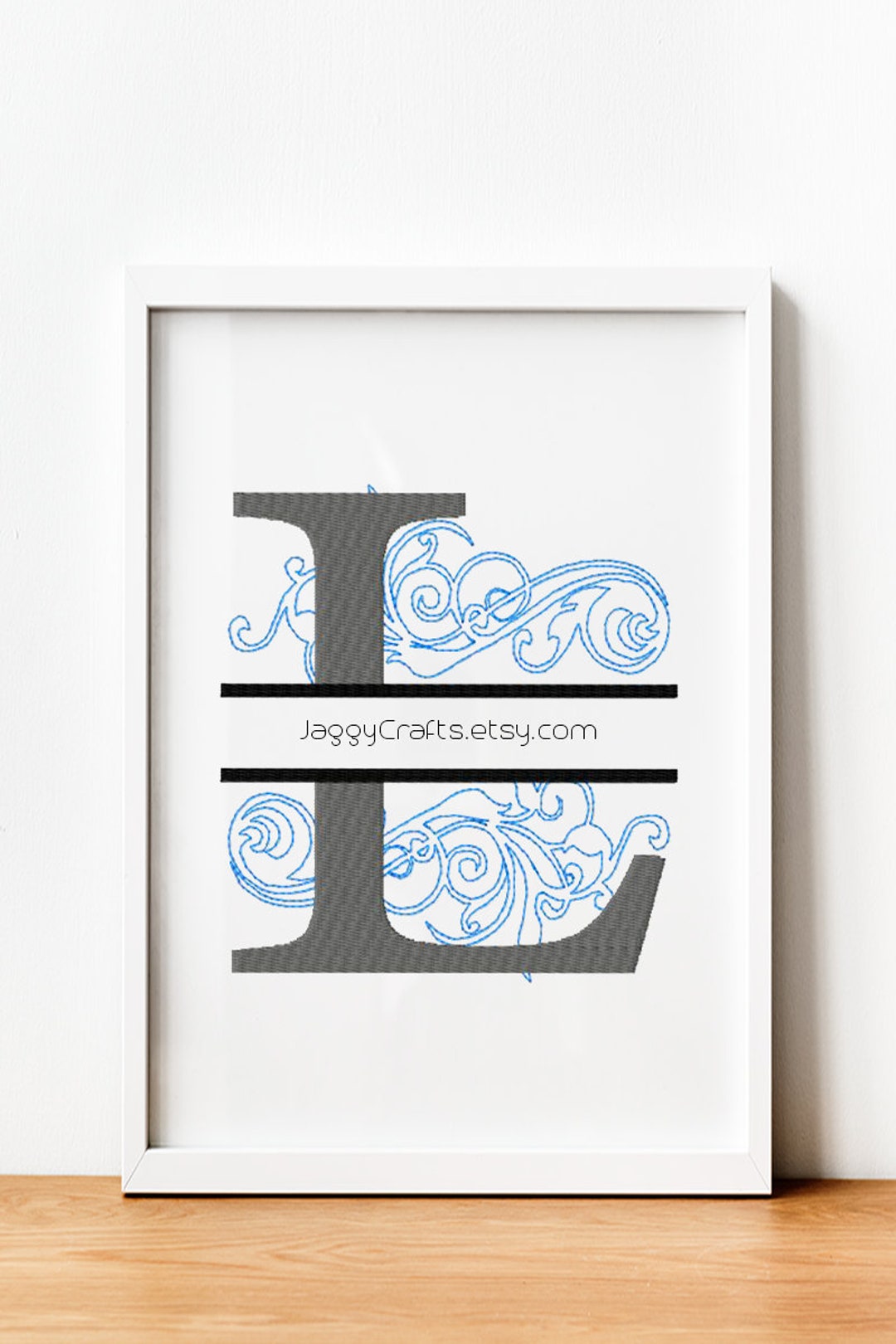 Split Monogram L Embroidery Design Font With Swirl Motif Design in 3 ...