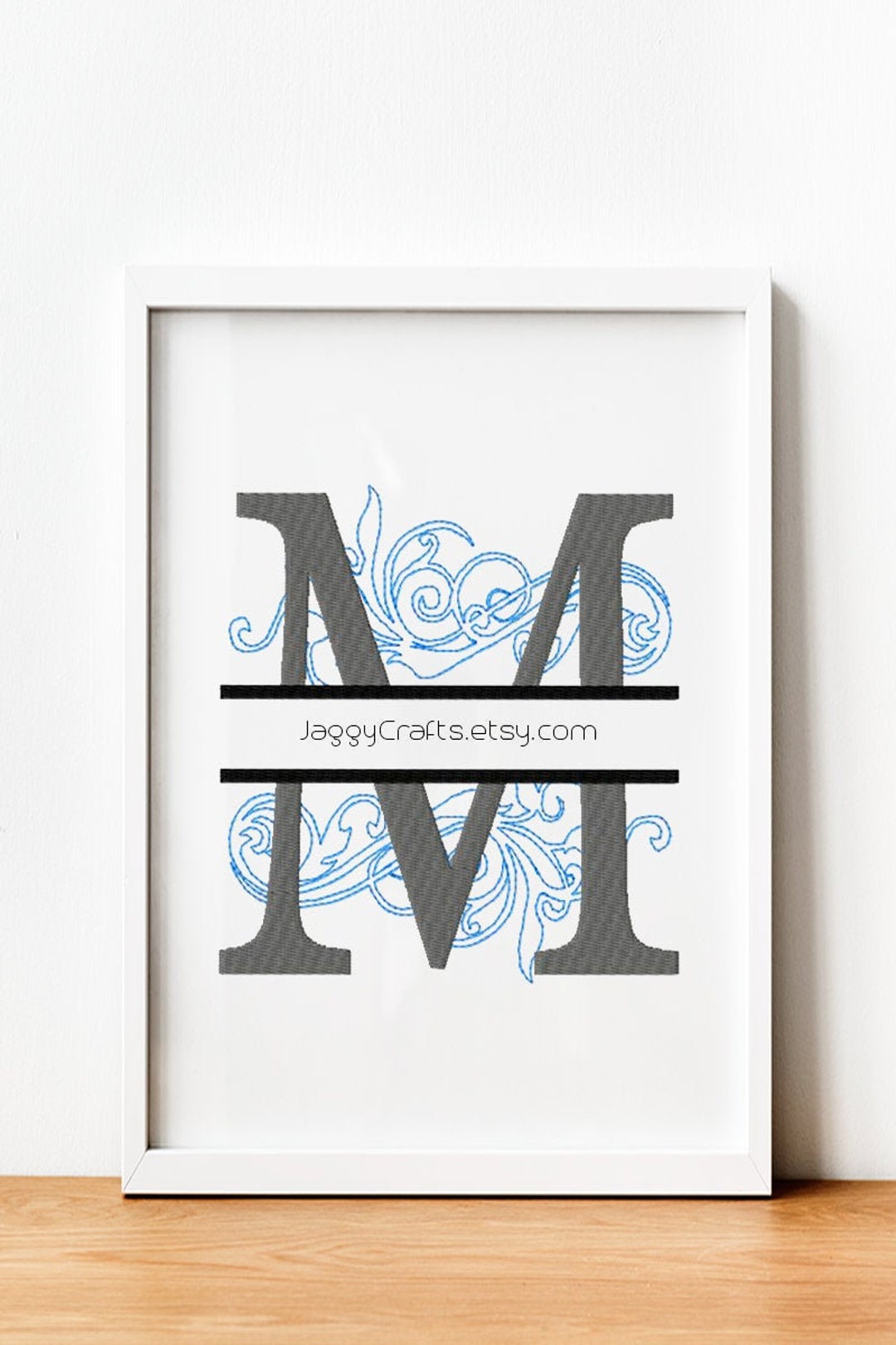 Split Monogram M Embroidery Design Font With Swirl Motif Design in 3 ...