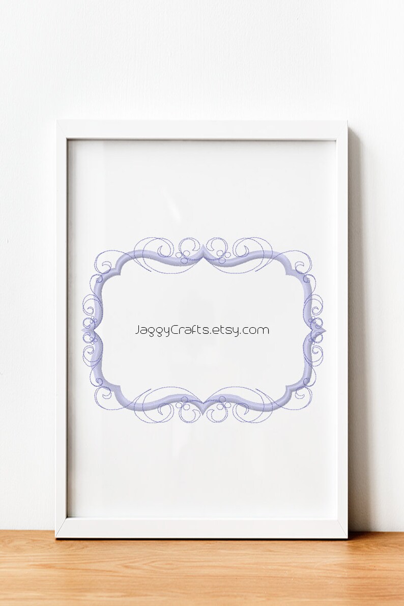 Swirl Decorative Rectangle Applique Frame Embroidery Design Monogram ...