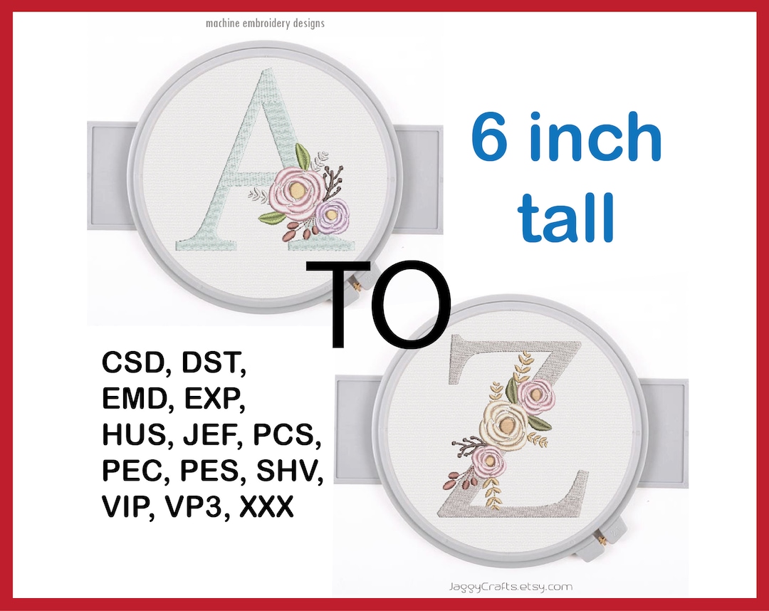 Floral Monogram Embroidery Fonts Design Bundle Flower Bunch Motif ...