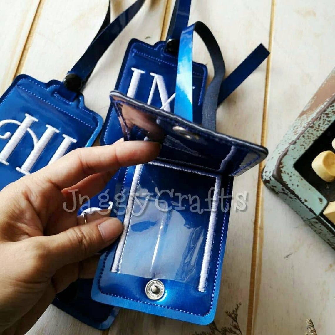 In the Hoop Folded Bag Tag Bagtag With Address Business Card - Etsy