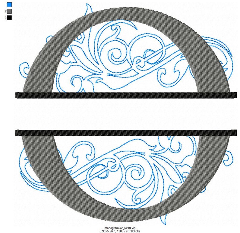 Split Monogram O Embroidery Design Font With Swirl Motif | Etsy