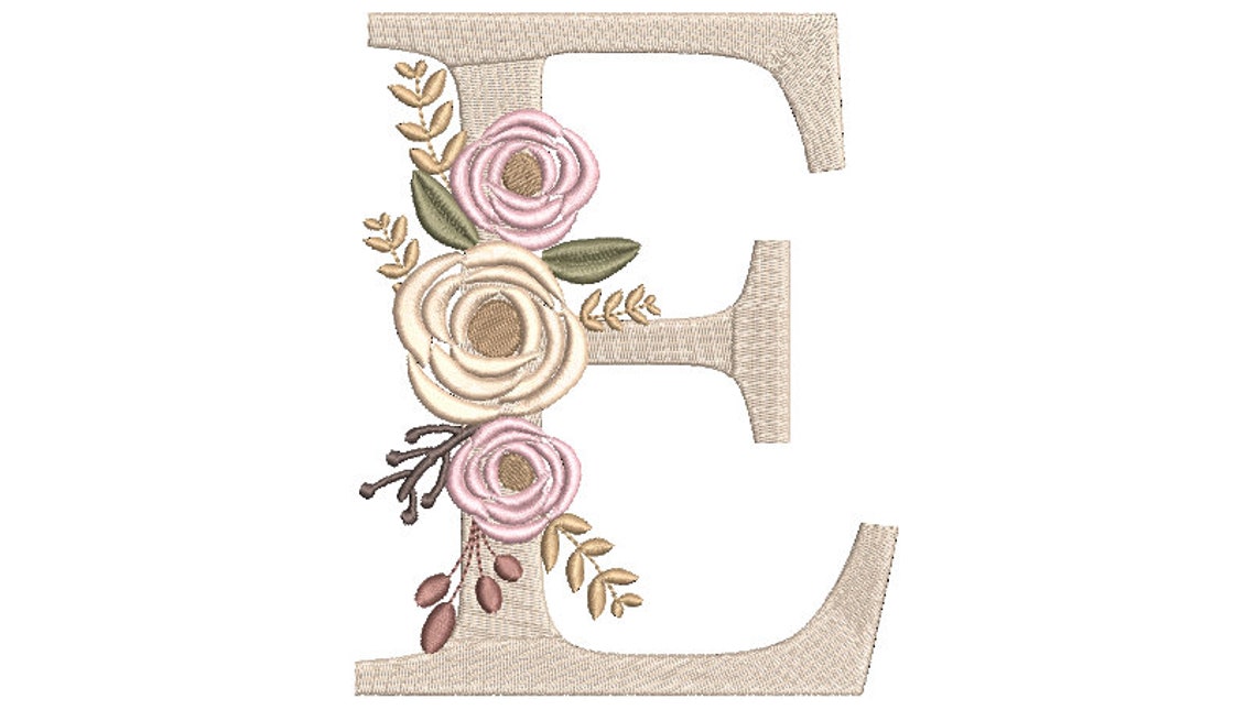 Floral Monogram Embroidery Fonts Design Bundle Flower Bunch Motif ...