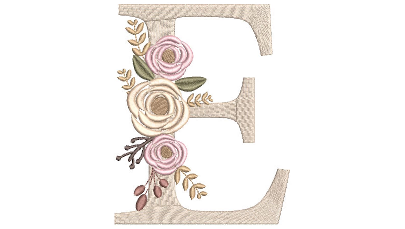 Floral Monogram Embroidery Fonts Design Bundle Flower Bunch Motif ...