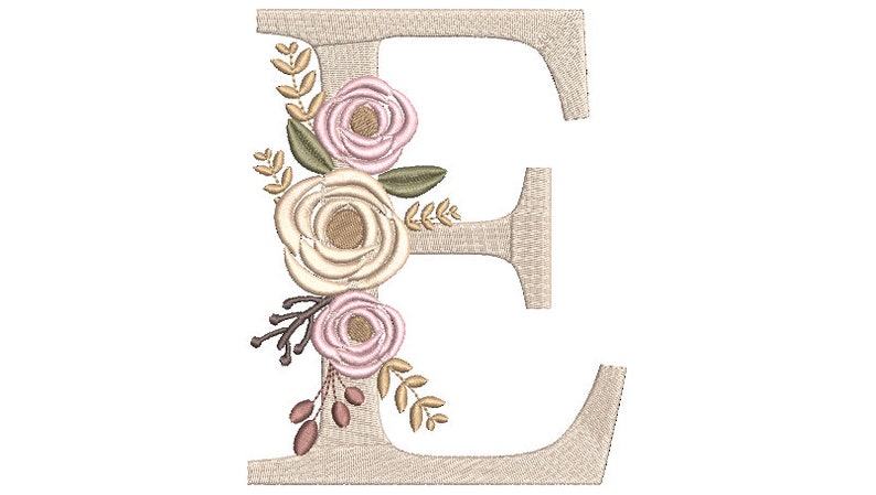 Floral Monogram Embroidery Fonts Design Bundle Flower Bunch - Etsy