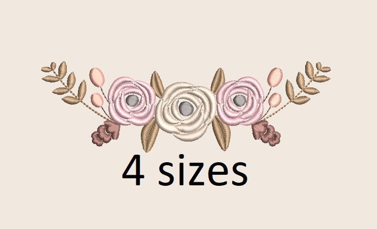 Half Floral Wreath Embroidery Design Monogram Frame Decorative - Etsy