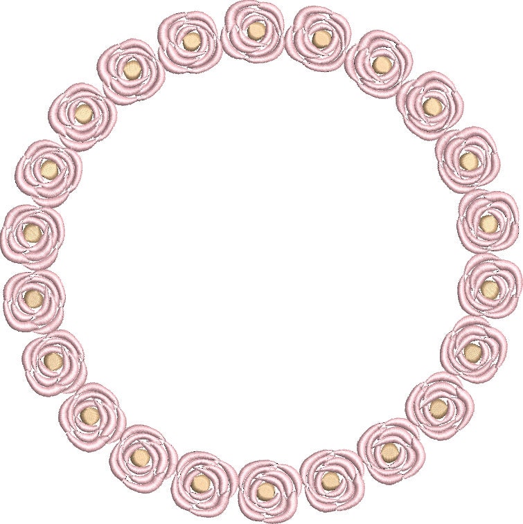 Floral Wreath Embroidery Frame Design With Roses Singles | Etsy