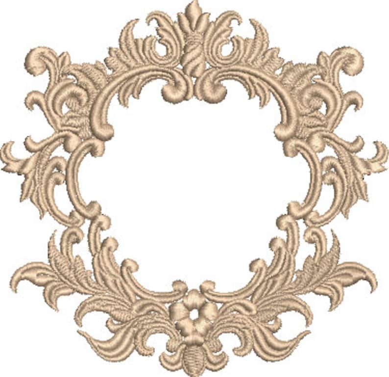 Vintage Royal Baroque Embroidery Design Frame Monogram Scroll Details ...