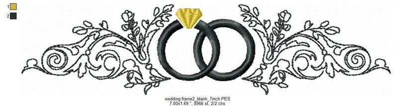 Wedding Frame Embroidery Design in OUTLINE STITCH for Monogram - Etsy
