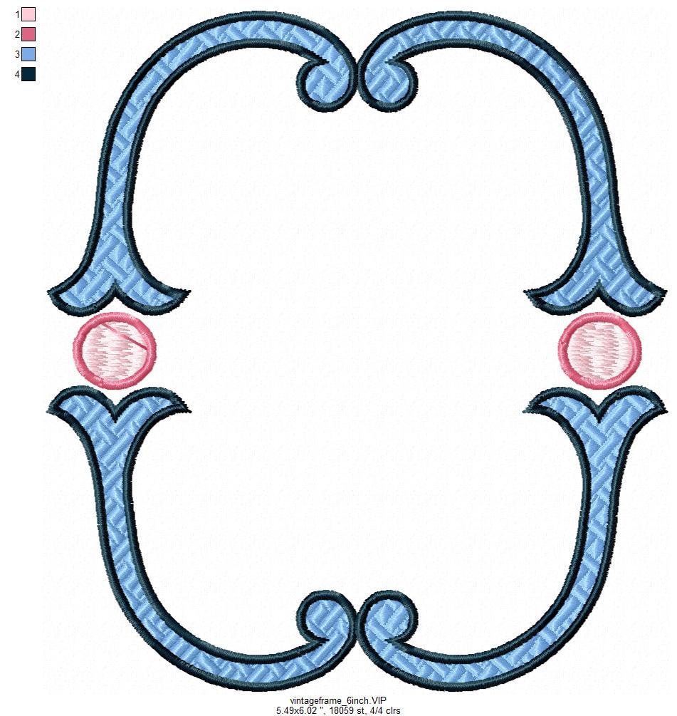 Simple Vintage Oval Frame Embroidery Design Monogram Font - Etsy