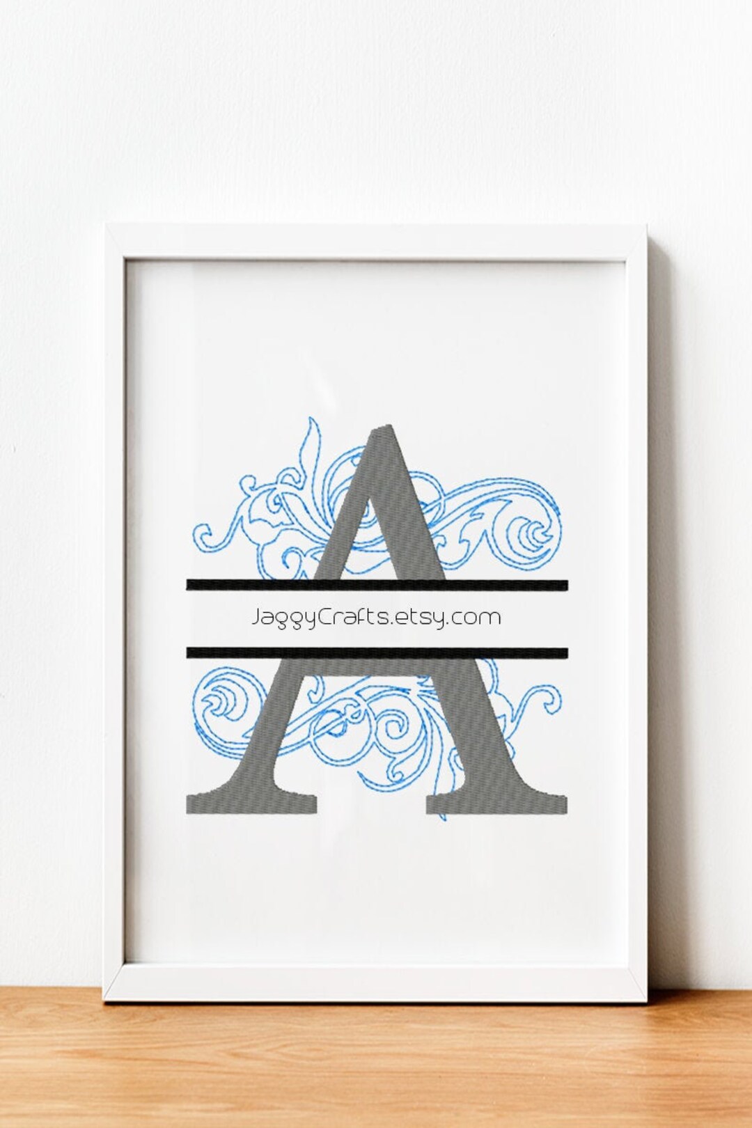 Split Monogram A Embroidery Design Font With Swirl Motif Design in 3 ...