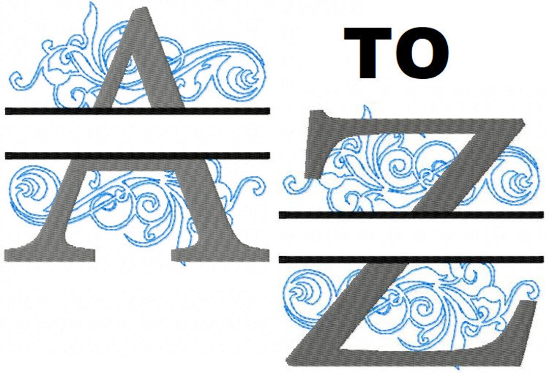 Bundle Embroidery Fonts Split Monogram Monogram Fonts Swirl Monogram ...