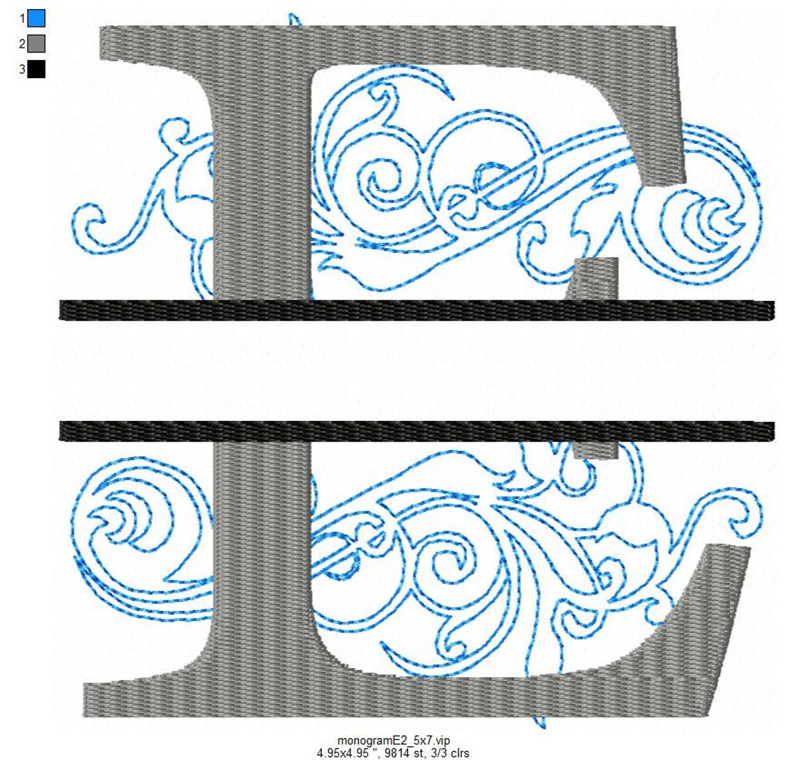 Split Monogram E Embroidery Design Font With Swirl Motif | Etsy