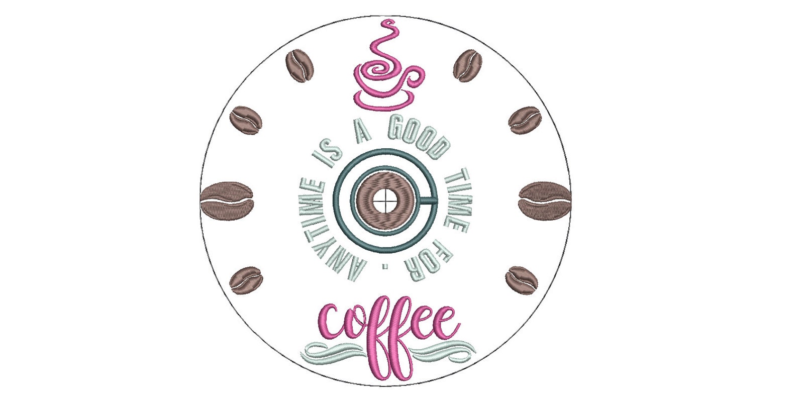Coffee Bean Clock Hipster Clock Face Embroidery Design INSTANT - Etsy